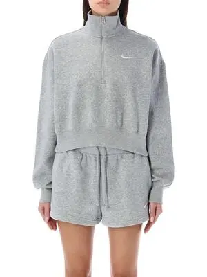 Nike Sportswear Phoenix 1/2-zip Crop Sweatshirt - Grey Dark Heater