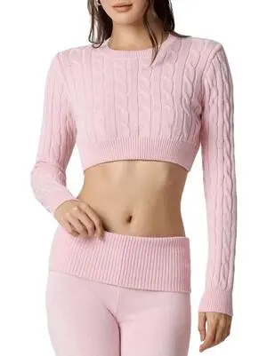 FLORENCE BY MILLS Barre Crop Cable Sweater Ballerina