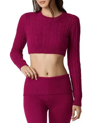 FLORENCE BY MILLS Barre Crop Cable Sweater Bing Cherry