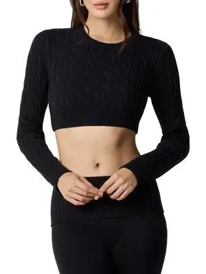 FLORENCE BY MILLS Barre Crop Cable Sweater - Black