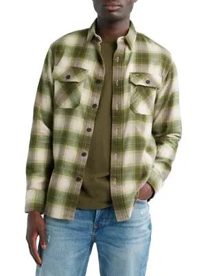 Pendleton Burnside Plaid Flannel Button-up Shirt Tan/olive Plaid