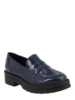 Mia Yoani Lug Sole Penny Loafer - Navy
