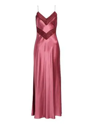 LoveShackFancy Serita Lace Silk Slipdress - Deep Rose