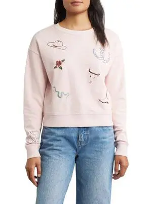 Pendleton Wild West Embroidered Cotton Graphic Sweatshirt - Soft Rose