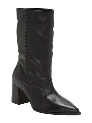 Vince Camuto Lorrys Whipstitch Block Heel Boots Black