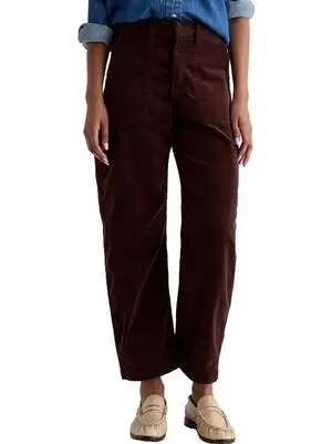 Ag Hazal Ankle Barrel Corduroy Pants - Coffee Bean
