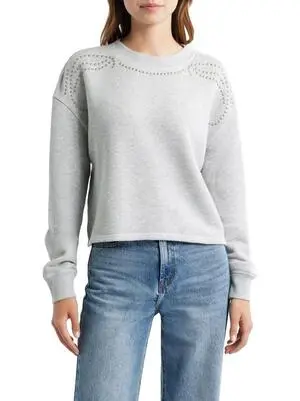 Rag & Bone Studded Terry Crop Sweatshirt - Heather Grey