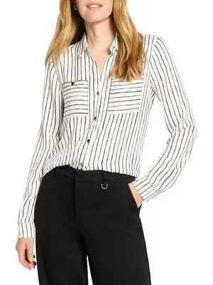 NIC+ZOE Painted Stripe Button-up Shirt - White Multi