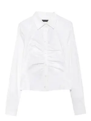 Balenciaga Ruched Long-sleeve Shirt - White