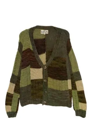 KARTIK RESEARCH Patchwork Knit Cardigan - Green