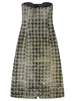 DIESEL Houndstooth Frayed Dress - Black