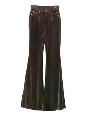Rick Owens Flared Velvet Trousers - Brown