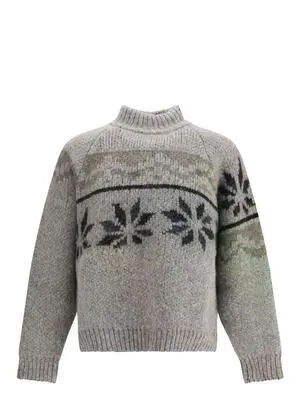 MAGLIANO Intarsia Knit Mock-neck Sweater - Grey