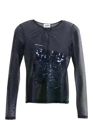 Jean Paul Gaultier Sequin-embellished Mesh Top - Blue