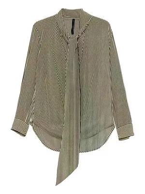 PETAR PETROV Stripe Tie-Neck Blouse