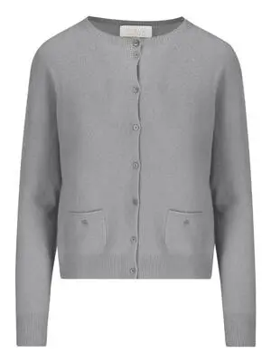 VANISÈ Cashmere Cardigan With Patch Pockets - Grey