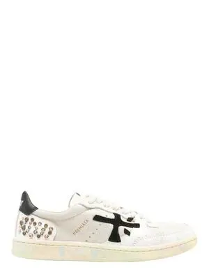 Premiata Stud-embellished Lace-up Sneakers - White