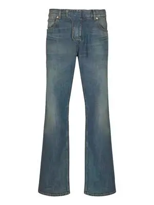 Balmain Washed-effect Straight-leg Jeans - Blue