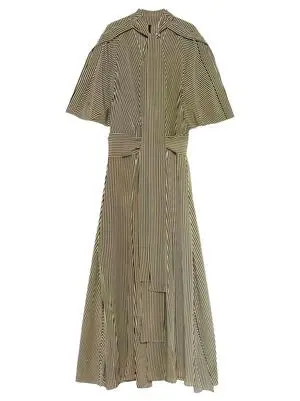 PETAR PETROV Stripe Tie-neck Maxi Dress - Neutrals
