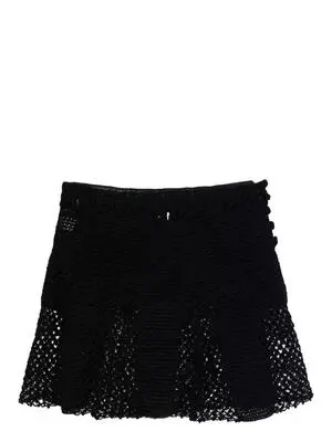 JUDY TURNER Floret Crochet Mini Skirt - Black