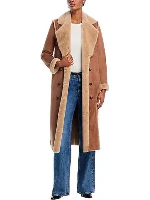 L'Agence Citron Faux Fur Maxi Coat - Sepia Brown