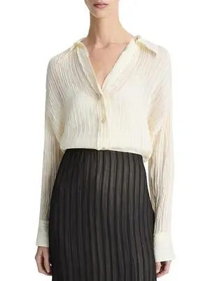 Vince Textured Stripe Top - Off White