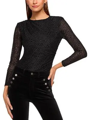 Ramy Brook Larry Textured Dot Top - Black Dot