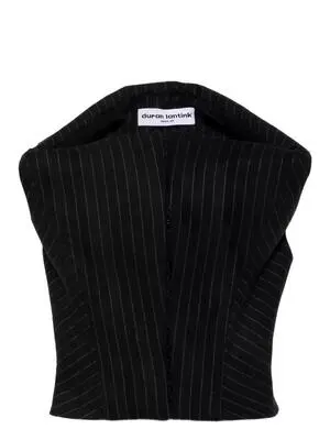 DURAN LANTINK Pinstripe Cropped Top - Black