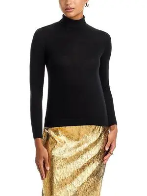 Co Long Sleeved Cashmere Turtleneck Top - Black