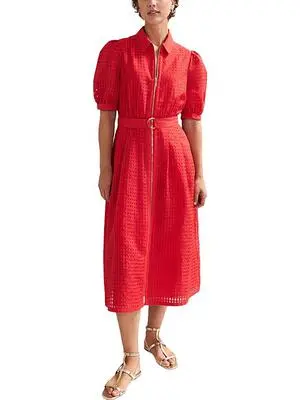 PHASE EIGHT Carey Checkered Midi Dress - Red