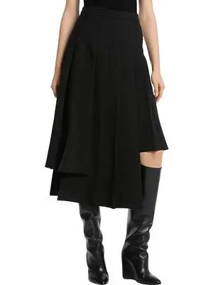 Michael Kors Asymmetrical Pleated Skirt - Black