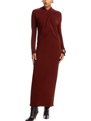 Johanna Ortiz Knit Draped Dress - Chocolate