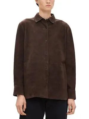 Theory Suede Shirt Jacket - Cacao
