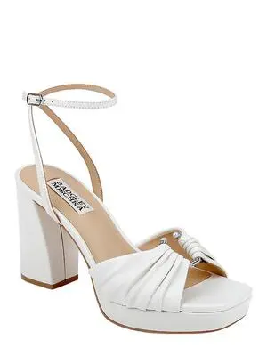 Badgley Mischka Veda Platform Sandals - White Leather