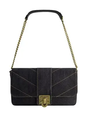 True Religion Denim Shoulder Bag With Brass Hardware - Black