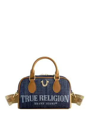 True Religion Denim Logo Mini Satchel Crossbody Bag - Dark Denim