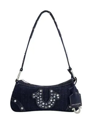 True Religion Studded Horseshoe Shoulder Bag - Denim