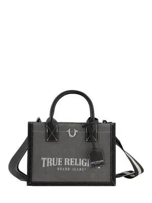 True Religion Modern Edge Denim Tote - Light Grey