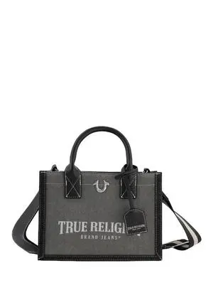 True Religion Modern Edge Denim Tote Light Grey