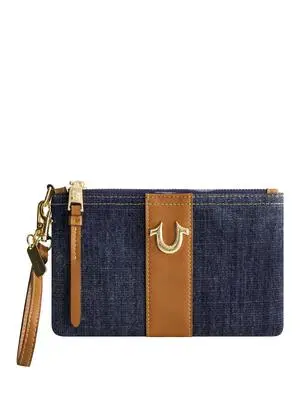 True Religion Horseshoe Denim Wristlet Pouch - Dark Denim