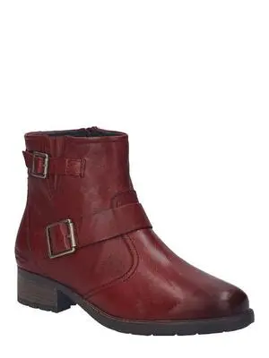 Josef Seibel Leather Moto Bootie - Bordo