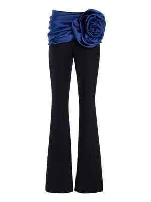 Carolina Herrera Corsage-detailed Wool-blend Bootcut Trousers - Black