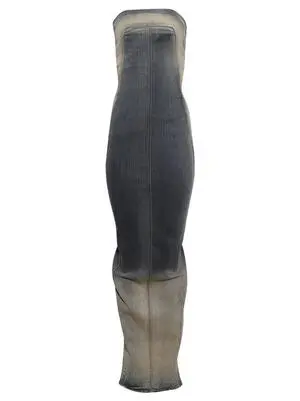 Rick Owens Bustier Denim Gown - Grey