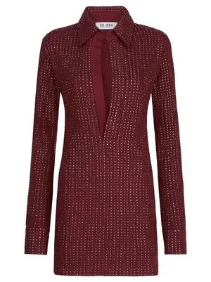 Attico Mini Dress With Crystal Embellishments - Red
