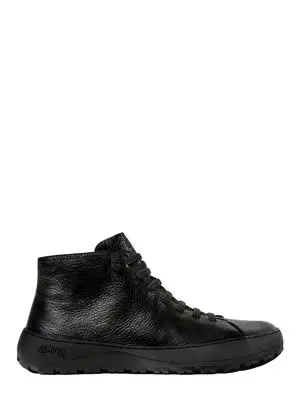 Camper Lace-up Leather Ankle Boots - Black
