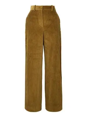 Proenza Schouler Lidie Cotton-corduroy Wide-leg Pants - Green
