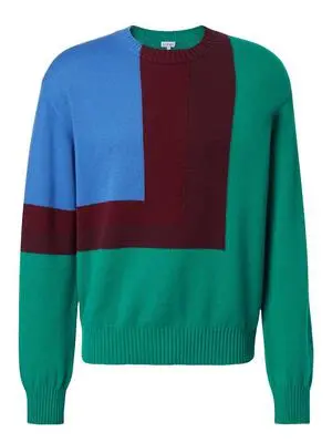 Loewe Albers Colorblocked Intarsia Wool Sweater Multicoloured