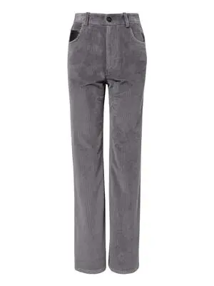 Bottega Veneta High-rise Cotton Corduroy Straight Trousers - Grey