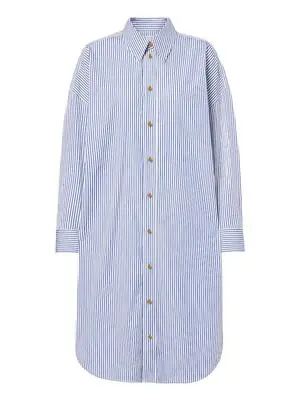 Bottega Veneta Striped Cotton Poplin Shirt - Blue