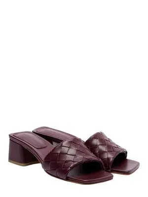 Bottega Veneta Parco 45 Intrecciato Leather Mules - Burgundy